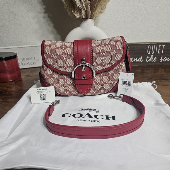 Coach | Bags | Coach Signature Soho Flap Bag Rubyivory Jacquard | Poshmark